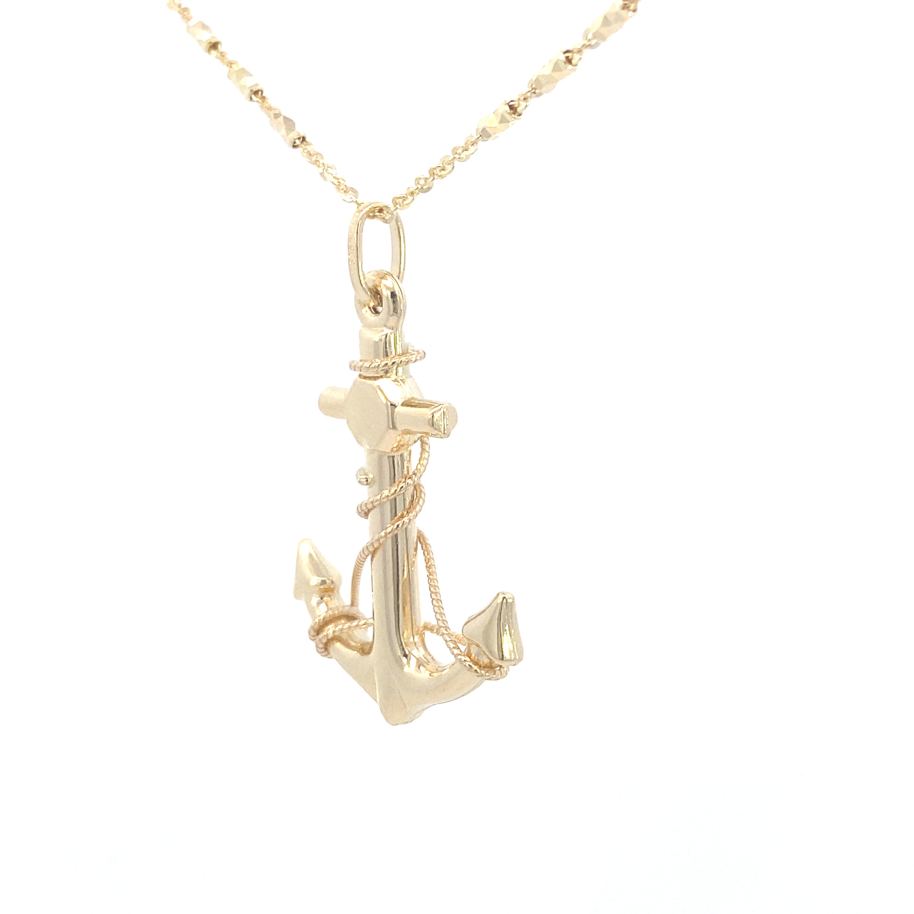14K Gold Anchor Line Pendant – Luby Mayaguez Mall