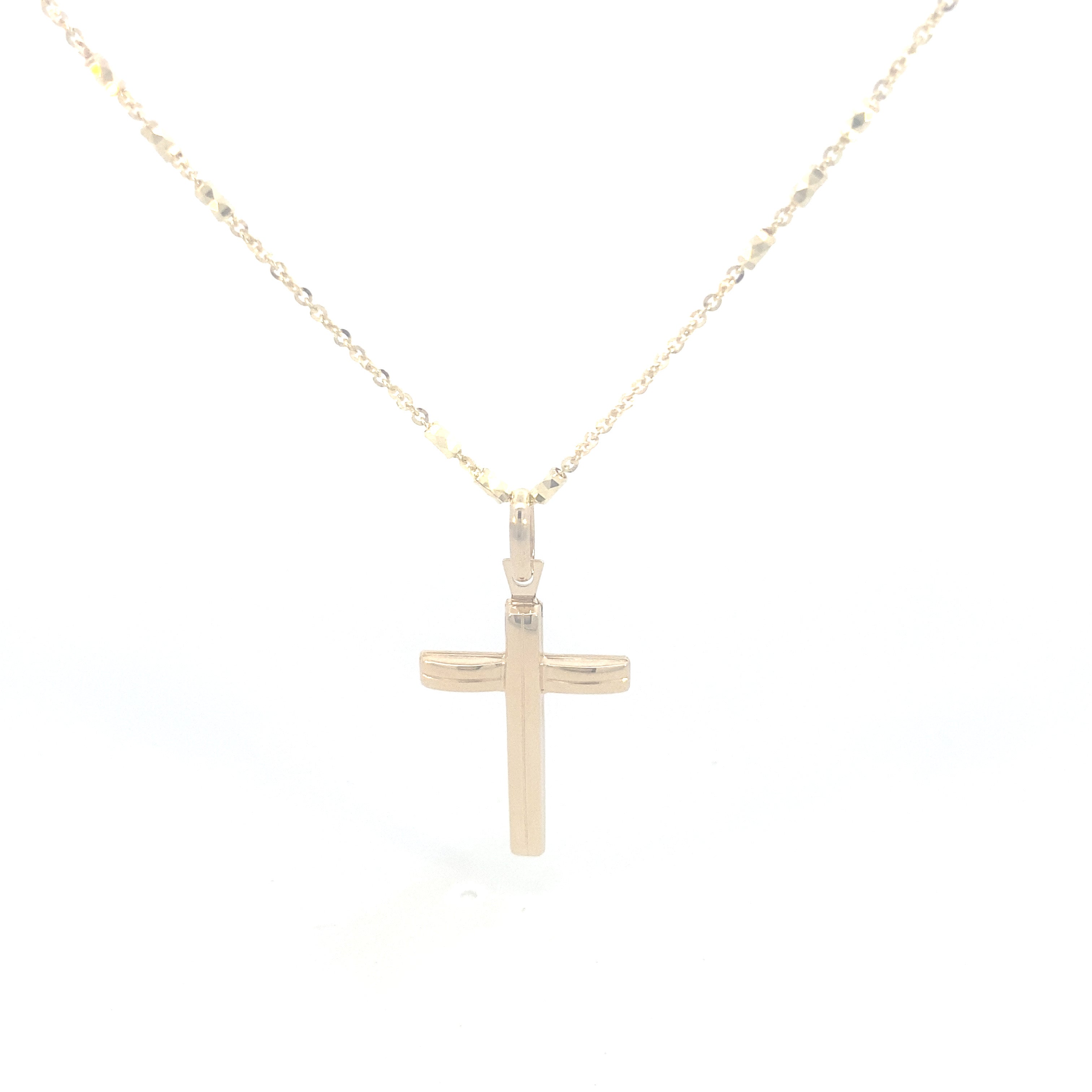 14K Gold One Line Cross – Luby Mayaguez Mall