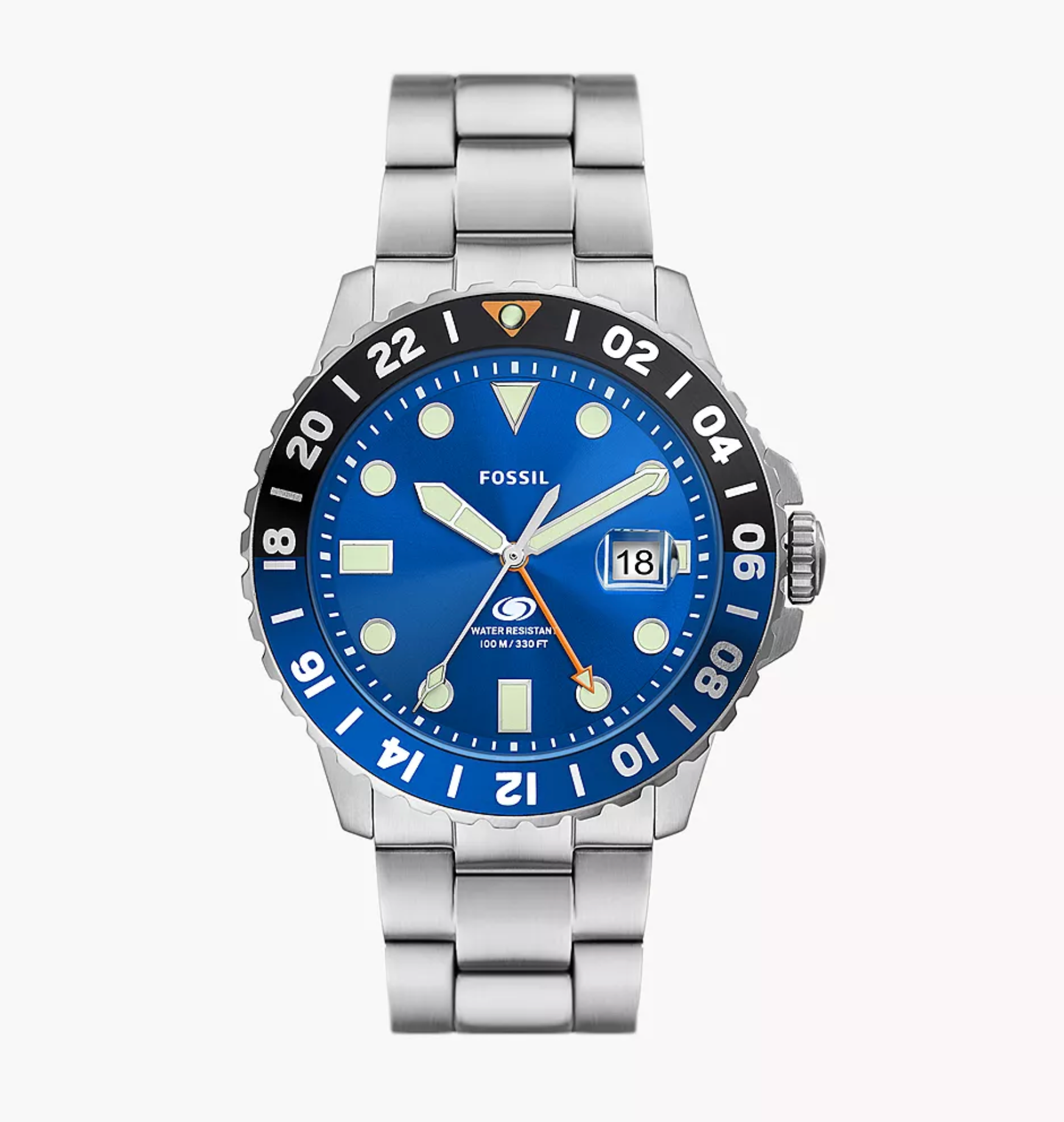 Fossil Blue GMT Stainless Steel Watch – Luby Mayaguez Mall