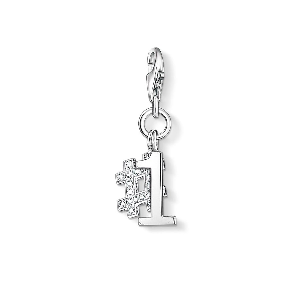 Number 1, 925 sterling silver/syn.zirconia, white | Luby Mayaguez Mall